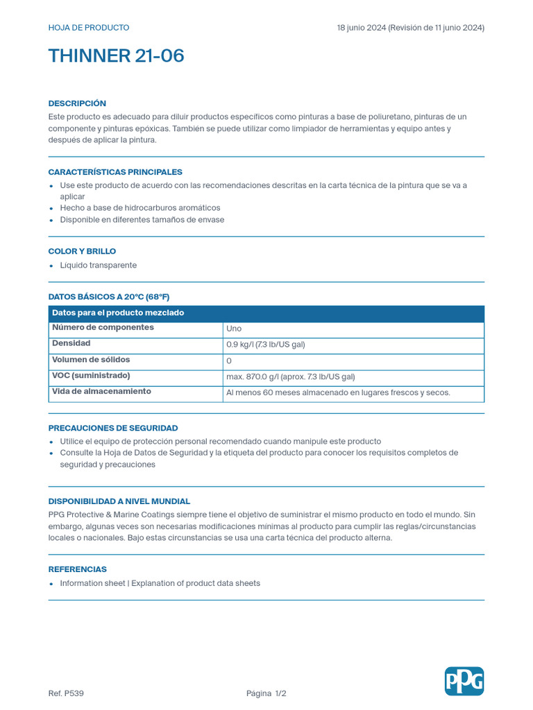 Ficha Tecnica Thinner 21-06 | PDF