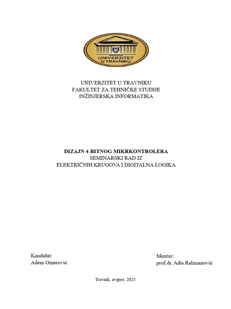 Dizajn 4-Bitnog Kompjutera | PDF