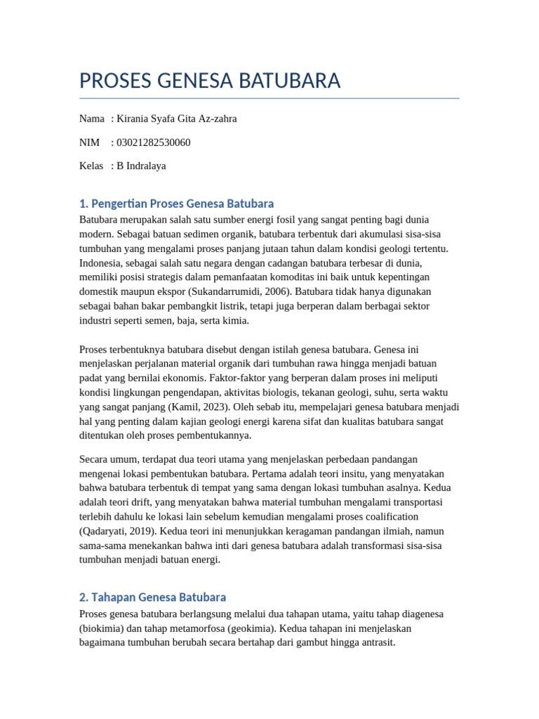 Proses Genesa dan Jenis Batubara | PDF