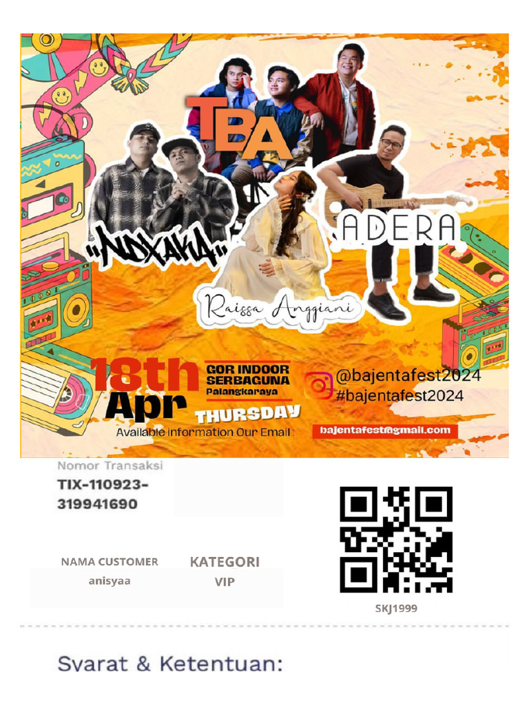 Catatan Baru Tiket Contoh Vip Konser | PDF