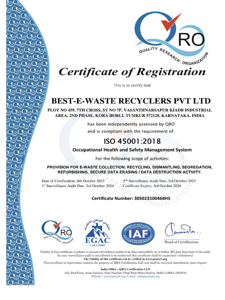 Best E-Waste Certificate | PDF