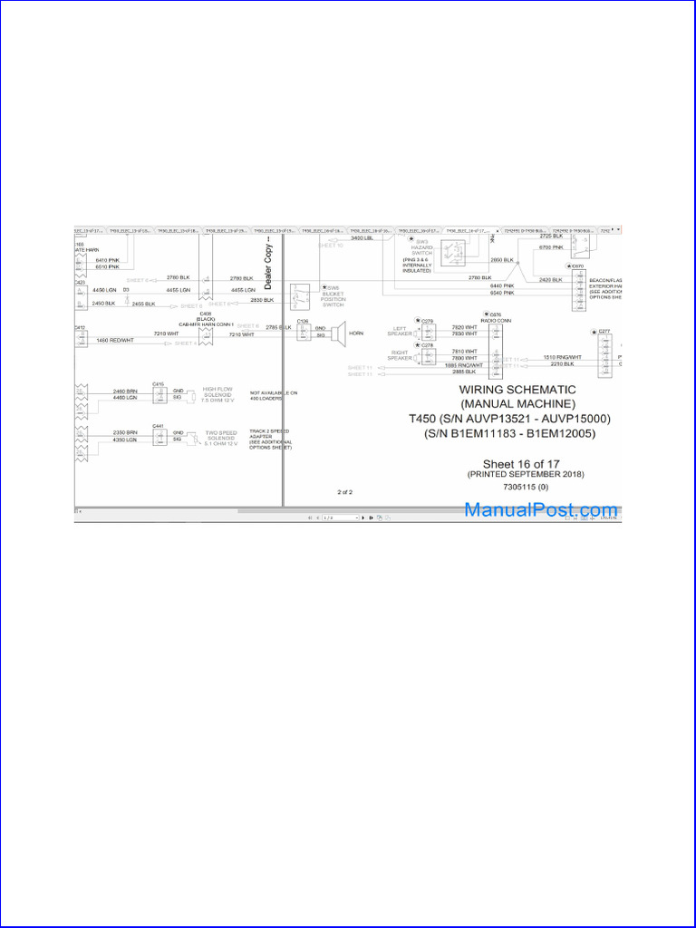 Bobcat Loader t450 Hydraulic Electrical Schematic | PDF