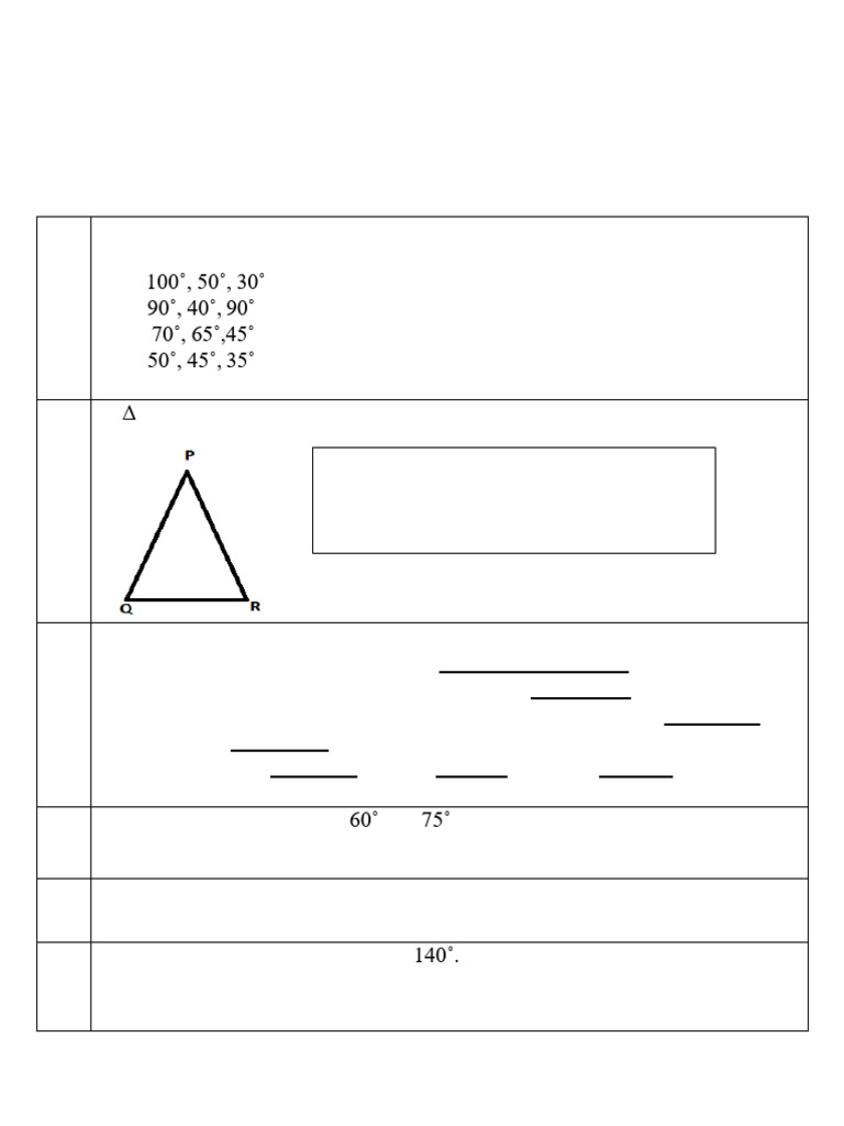 Elements of Triangle and Angle Sum Property Assignment 1 | PDF