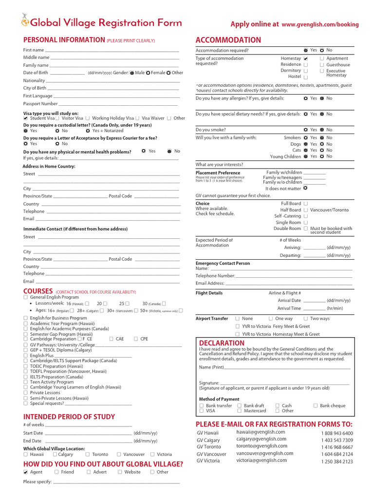 GV Registration Form 1718 | PDF