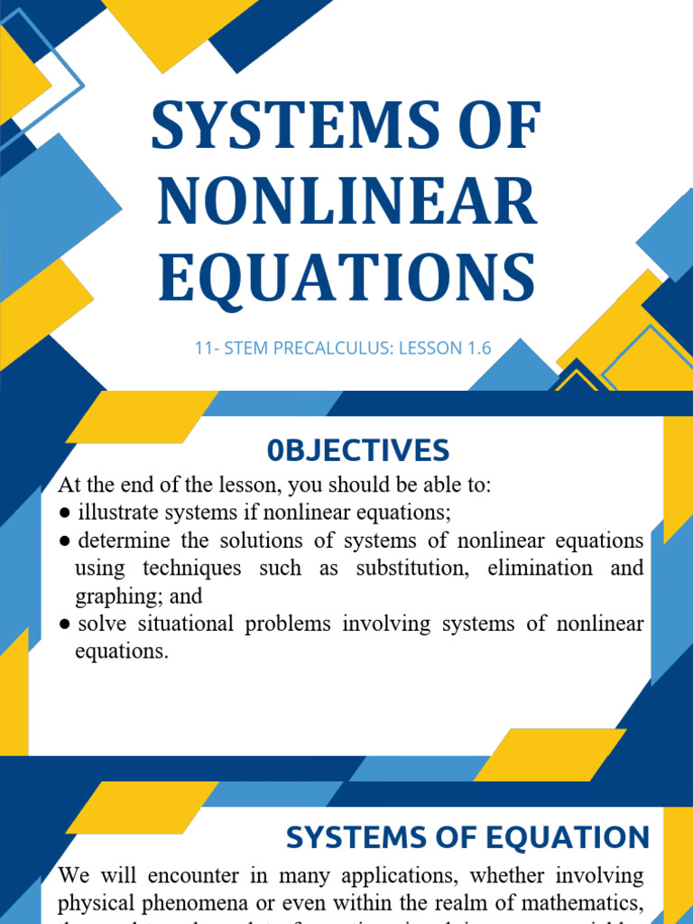 Solving Nonlinear Equation Systems | PDF | Equations | Nonlinear System