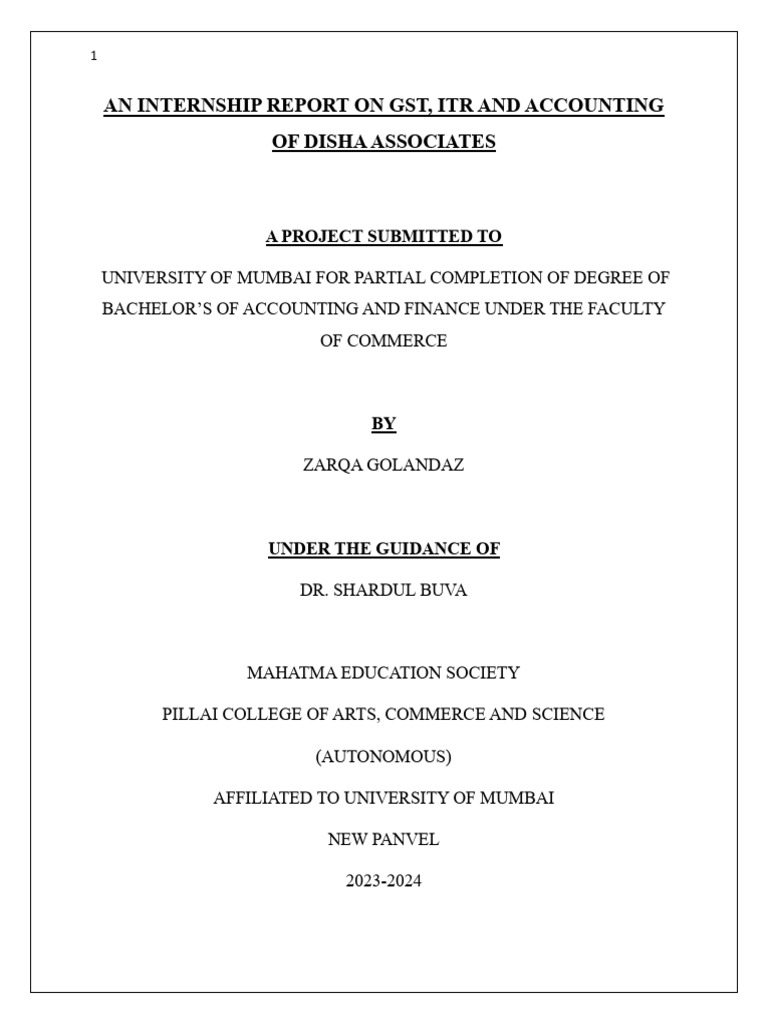 7062 Internship Report | PDF | Taxes | Debits And Credits