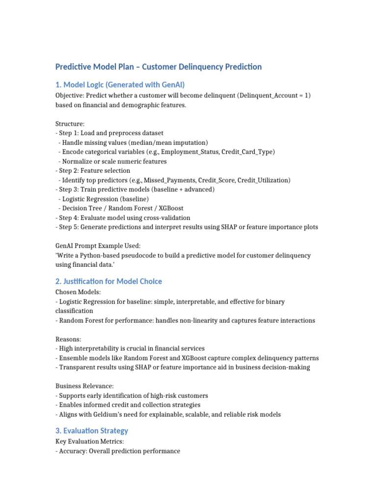 Predictive Model Plan | PDF