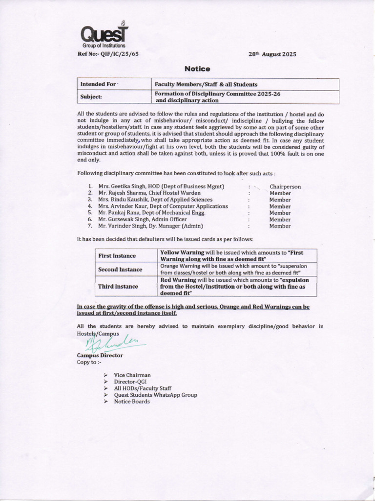 65 Formation of Disciplinary Committee | PDF
