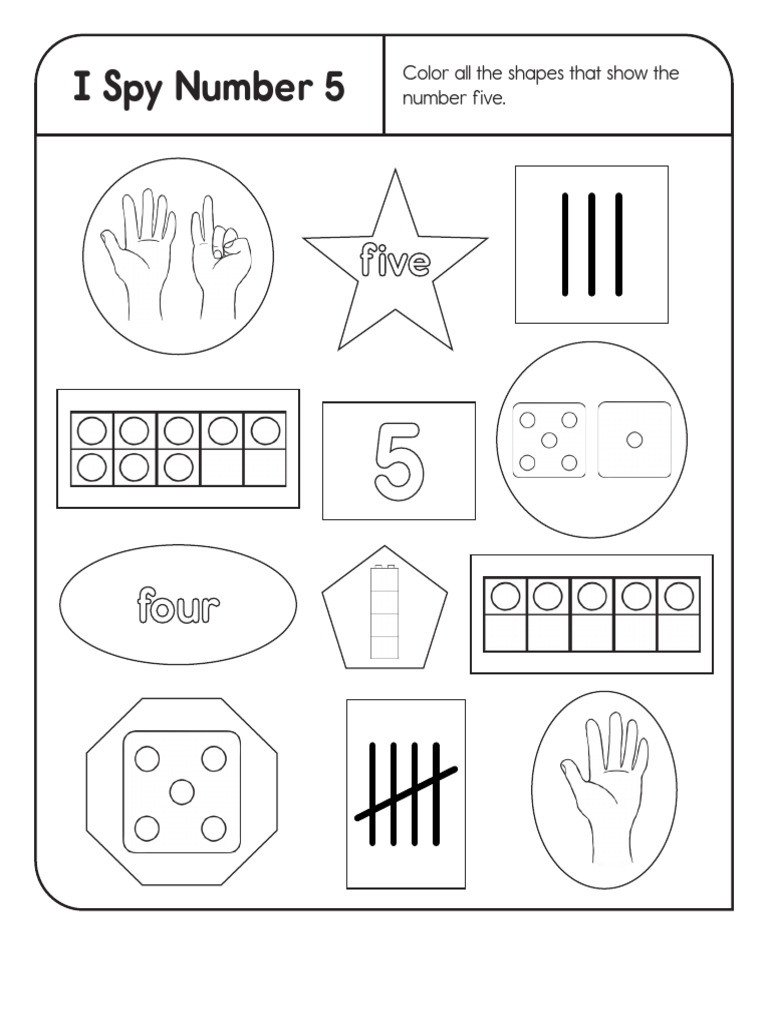 I Spy Number 5 Activity for Kids | PDF