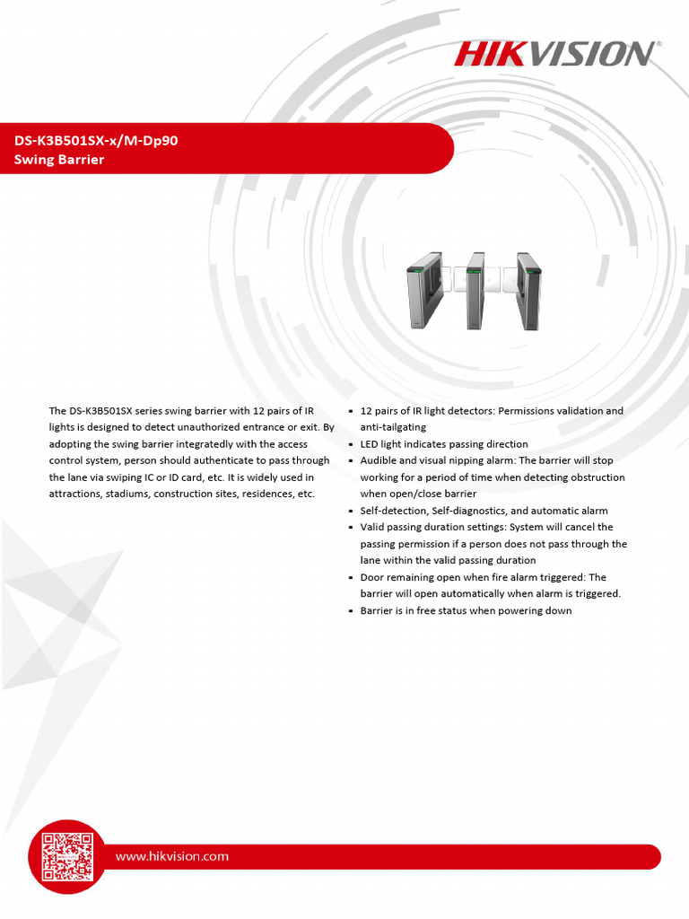 DS-K3B501SX Swing Barrier_Datasheet | PDF | Stainless Steel | Corrosion