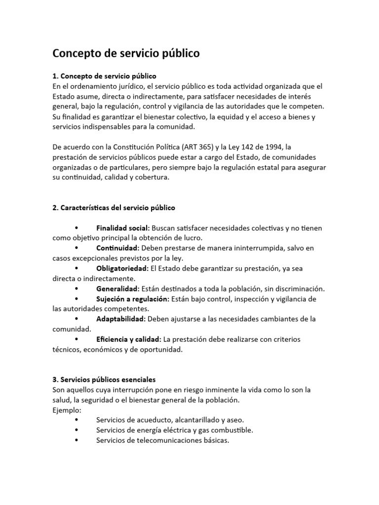 Concepto de Servicio Público | PDF | Servicios públicos | Economias