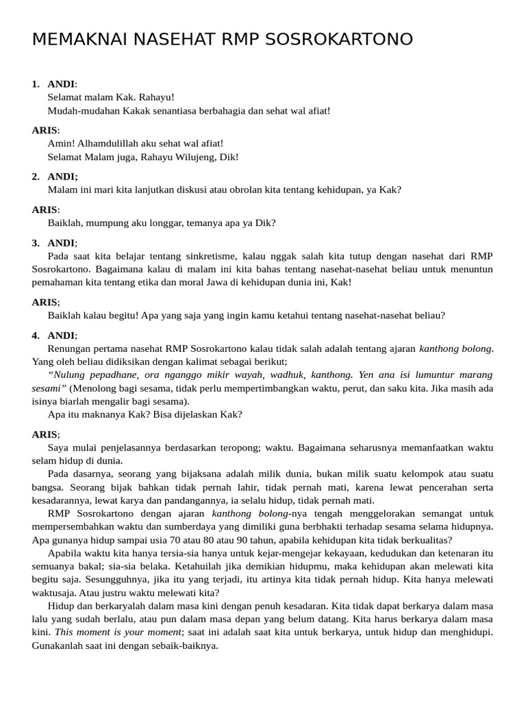 Nasehat Rmp Sosrokartono | PDF