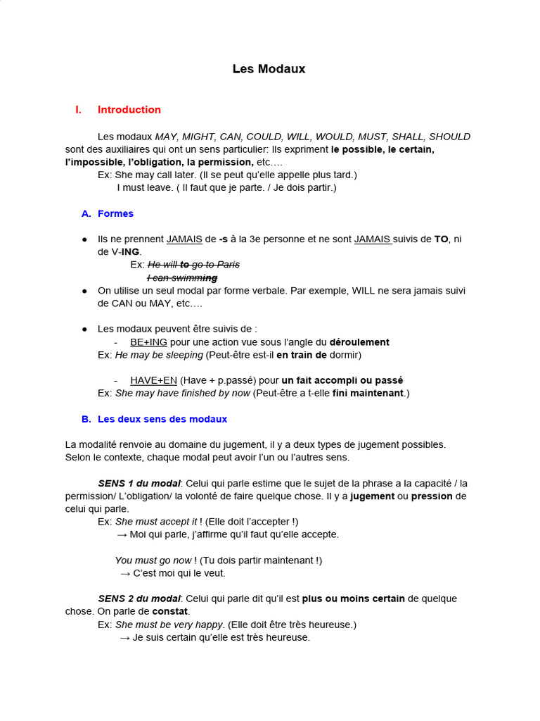 Comprendre les verbes modaux en anglais | PDF | Verbe | Morphologie