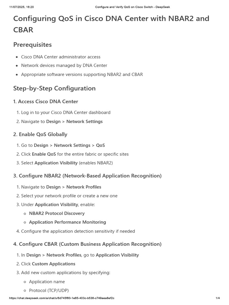 Configuring QoS with NBAR2 in DNA Center | PDF | Quality Of Service ...