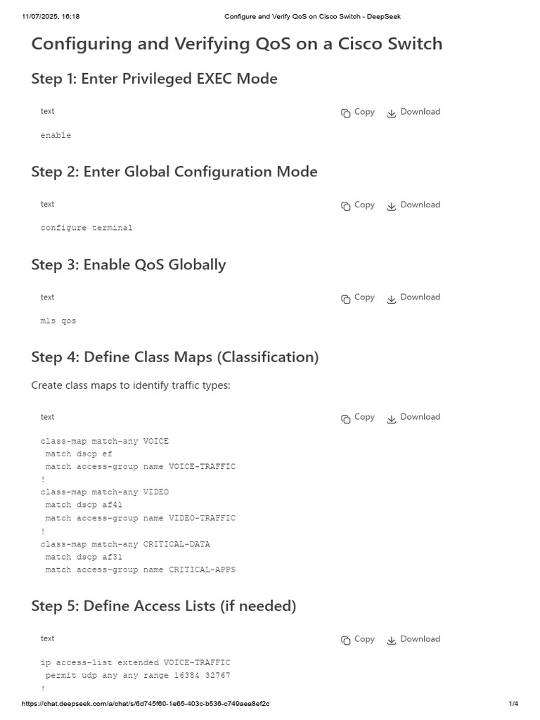 Configure and Verify QoS On Cisco Switch | PDF | Quality Of Service ...