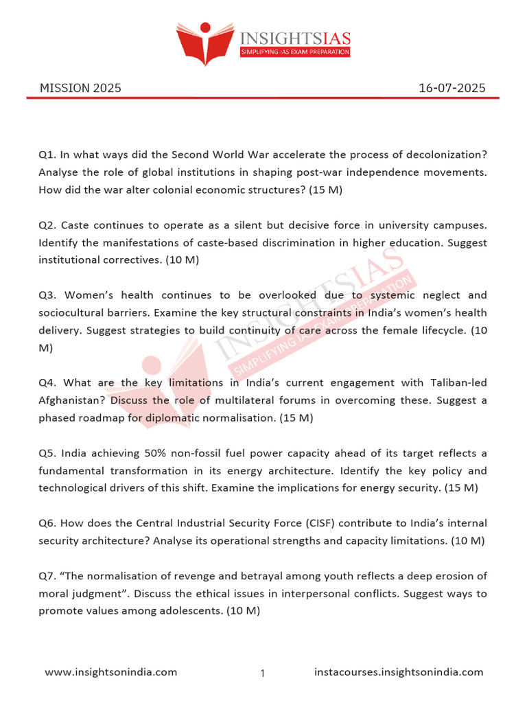 Insta Secure 2026 Secure 16 July 2025 QP | PDF