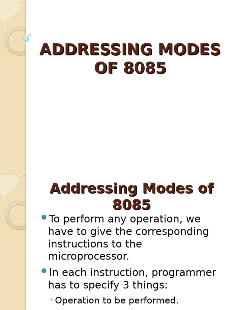 8085 Addressing Modes | PDF | Computer Engineering | Digital Electronics