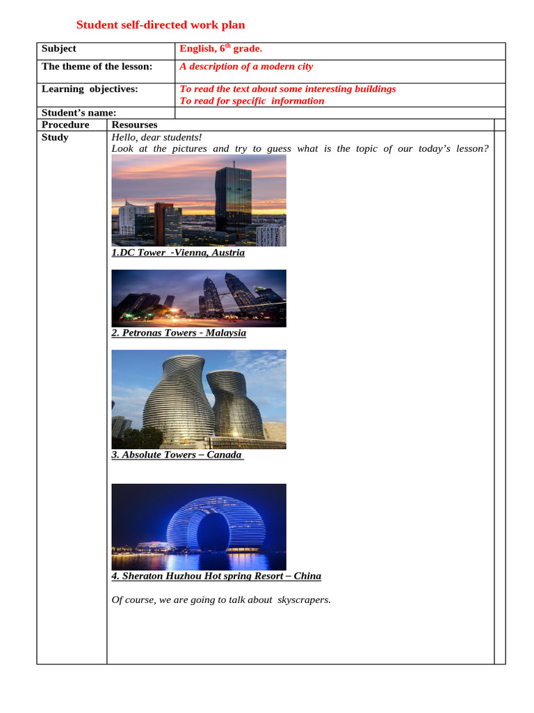Student Self-Directed Work Plan | PDF