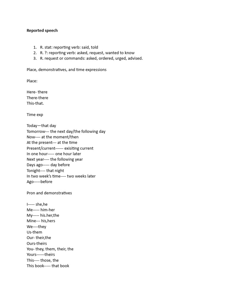 Mastering Reported Speech Rules | PDF