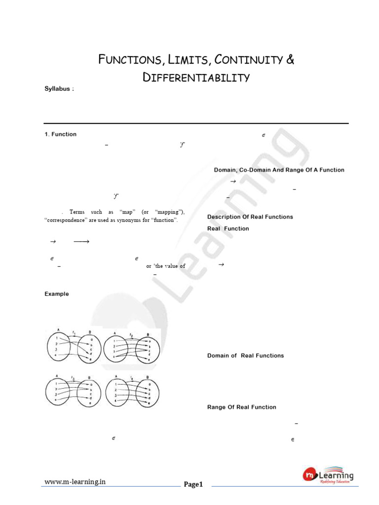 Limits, Continuity & Differentiability | PDF | Function (Mathematics) | Set (Mathematics)