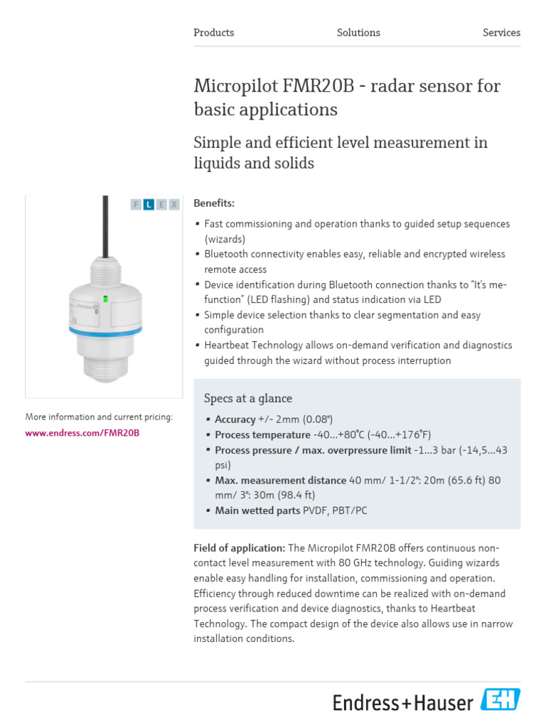 Endress-Hauser Micropilot FMR20B en | PDF