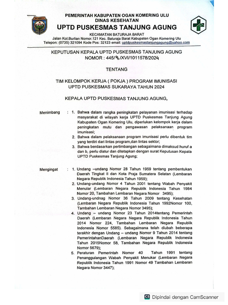 SK Pokja Imunisasi 2024 | PDF