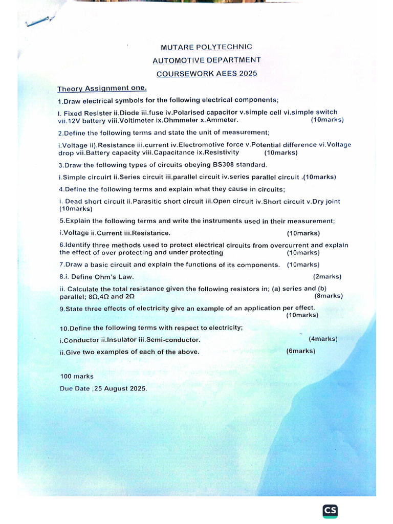 Electricity Assignments | PDF