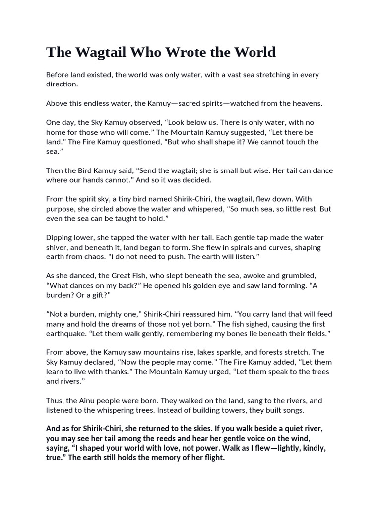 The Wagtail Who Wrote the World | PDF