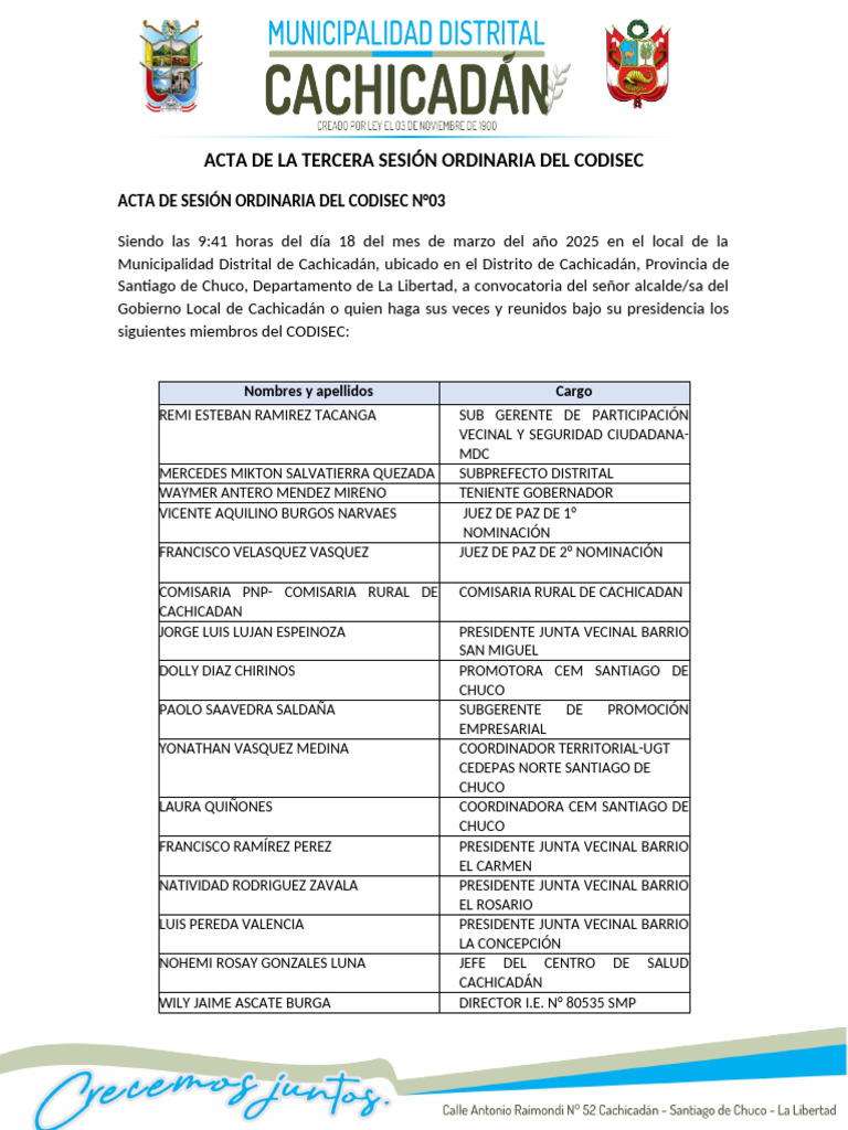 Acta de La Tercera Sesión Ordinaria Del Codisec | PDF