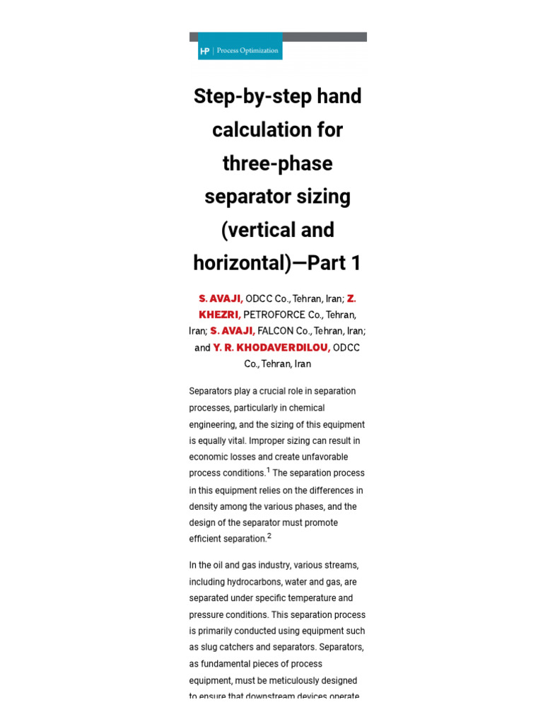 Three-Phase Separator Sizing Guide | PDF | Viscosity | Force
