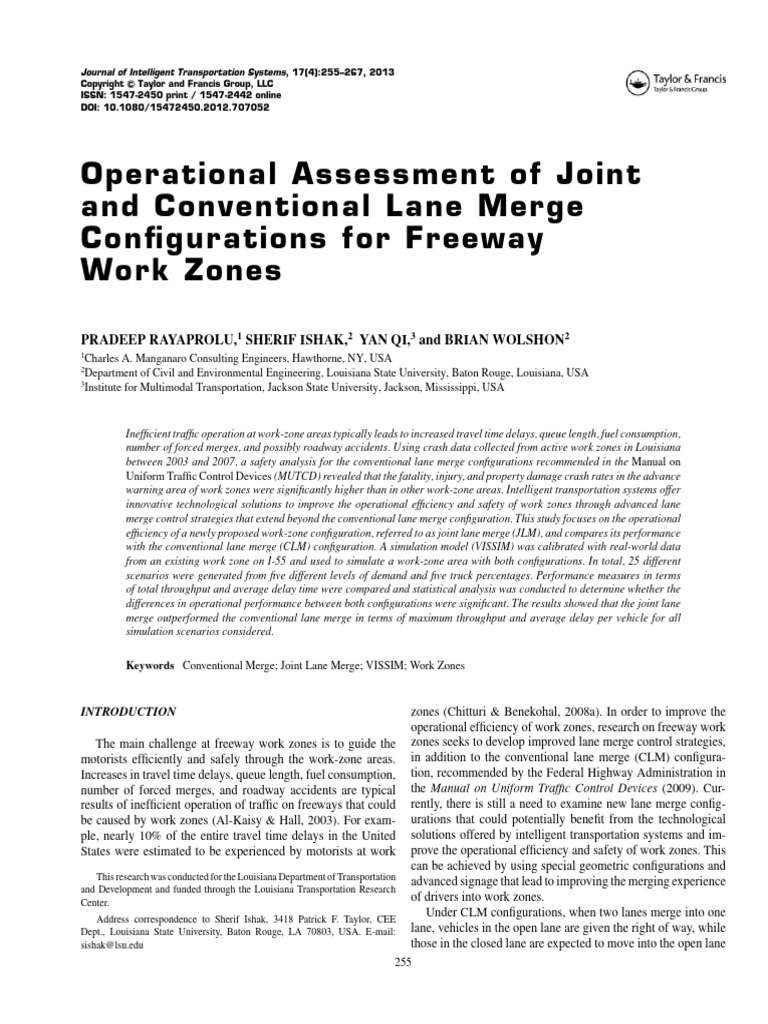 Operational Assessment of Joint and Conventional Lane Merge ...