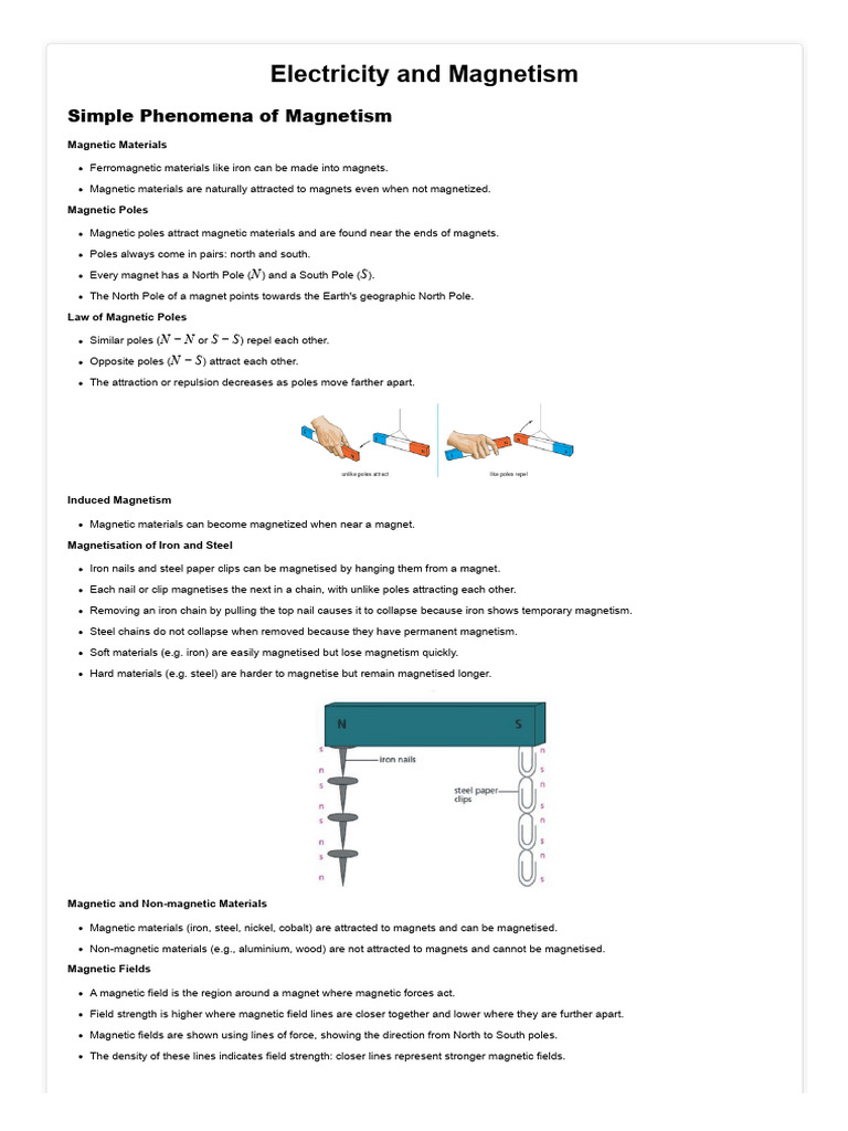 Electricity and Magnetism Fundamentals | PDF | Electromagnetic ...