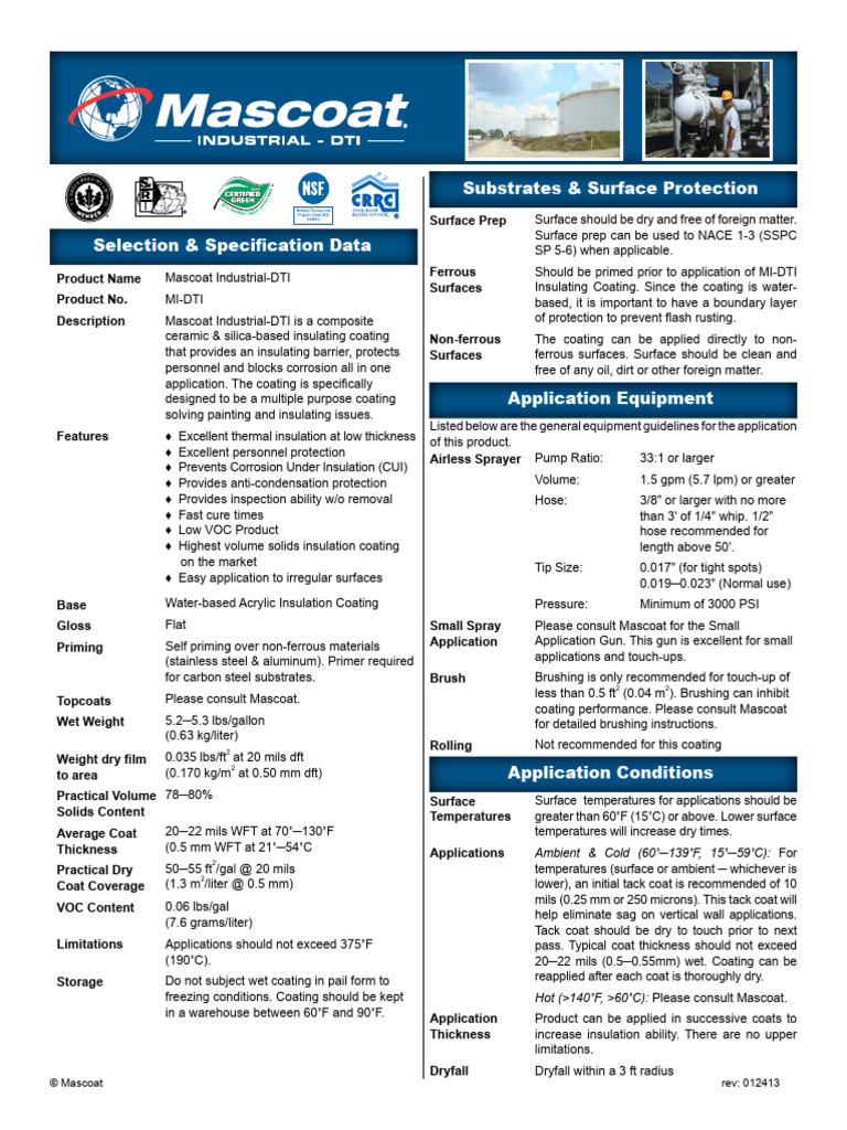 02-MI-DTI Spec Sheet 0213 | PDF | Coating | Thermal Insulation