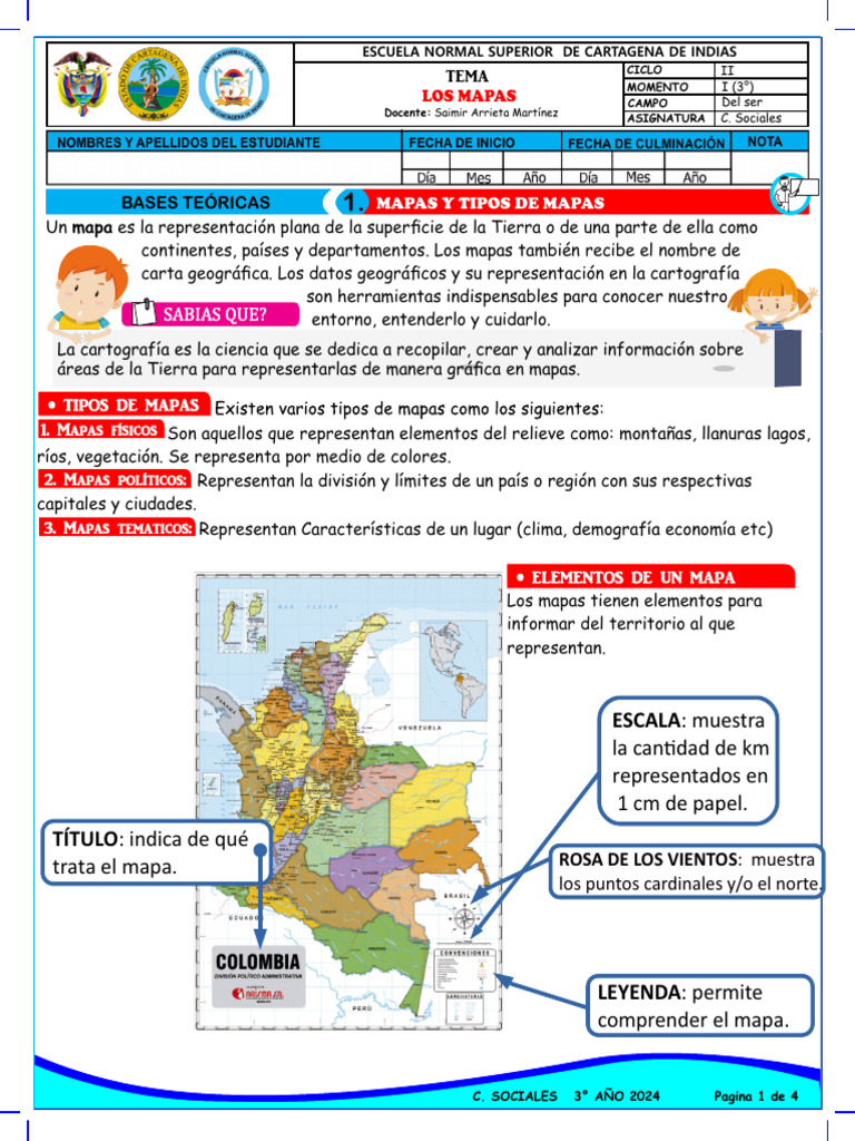 Tipos y Elementos de Mapas Educativos | PDF | Mapa | Cartografía