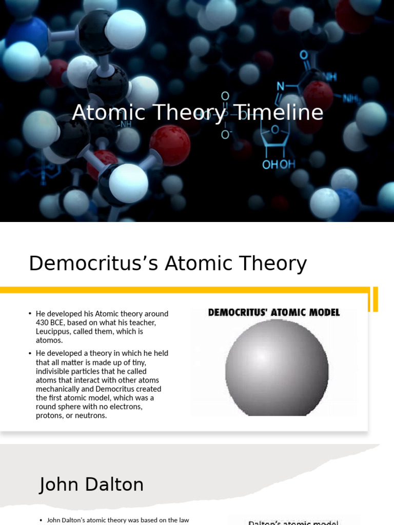 Atomic Theory Timeline | PDF | Atoms | Electron