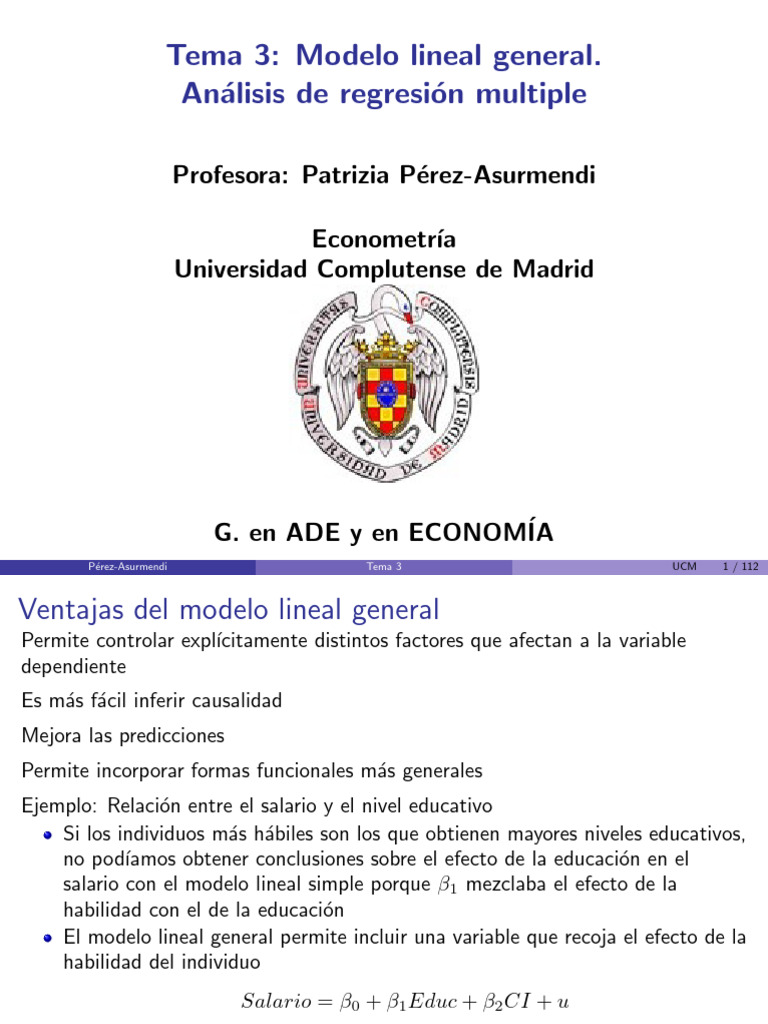 Modelo Lineal General en Econometría | PDF | Mínimos cuadrados ...