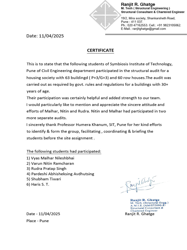 1-2025!04!11-Sit-Certificate For Audit Participation | PDF