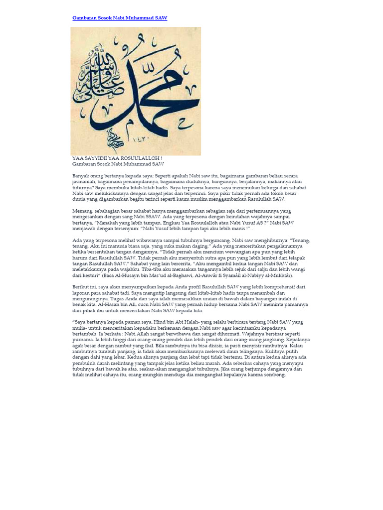 Gambaran Fisik Nabi Muhammad SAW | PDF