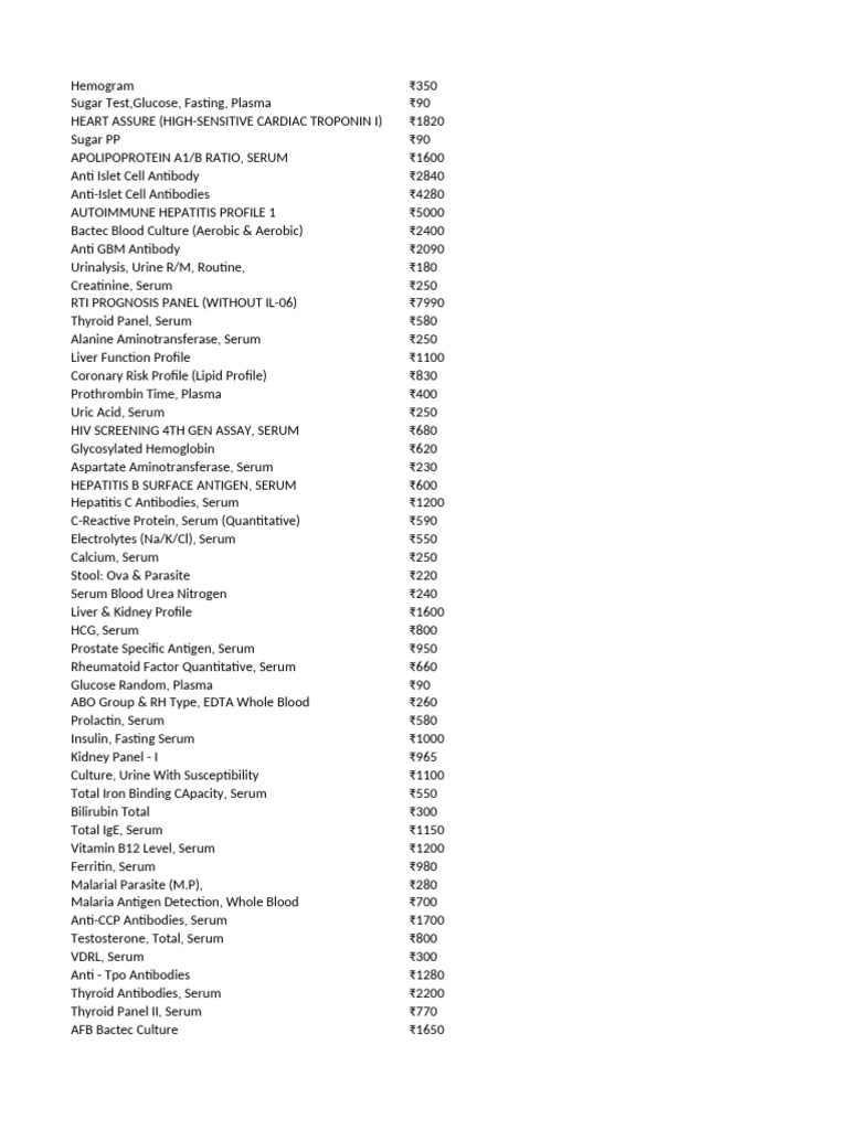 Agilus Diagnostics Test List | PDF | Blood Plasma | Antibody