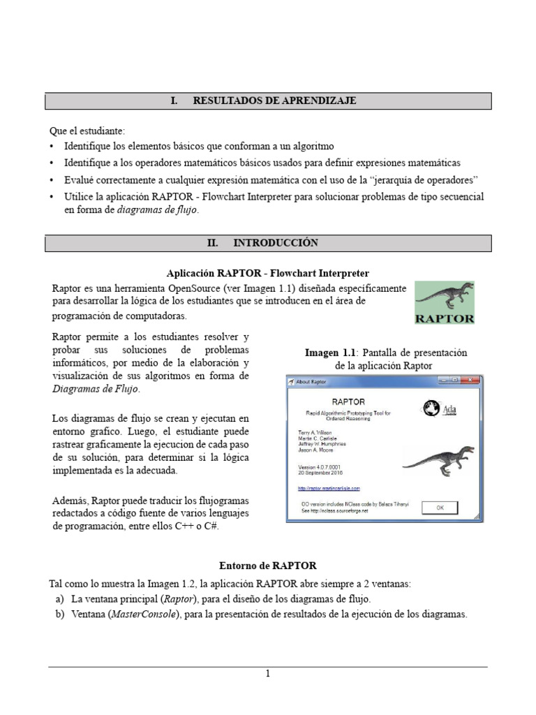 Raptor Guia | PDF | Variable (informática) | Lenguaje de programación