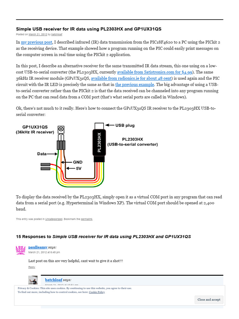 Simple USB Receiver For IR Data Using PL2303HX and GP1UX31QS - RoboSumo ...
