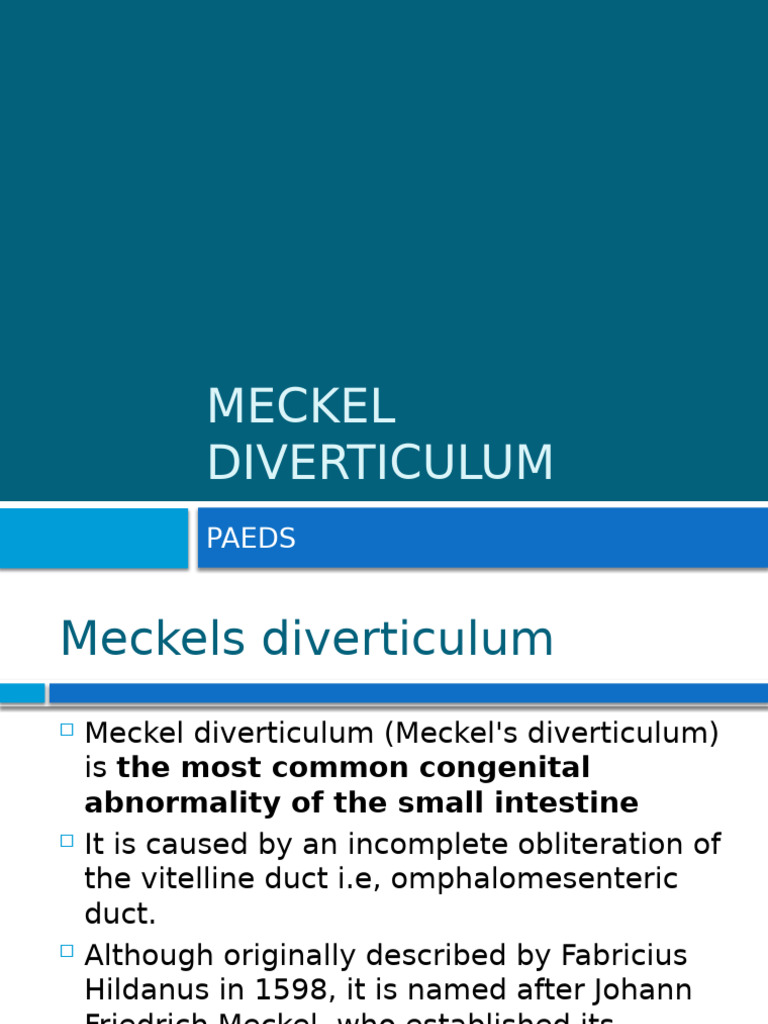 Meckel Diverticulum in Pediatrics Explained | PDF | Gastroenterology ...