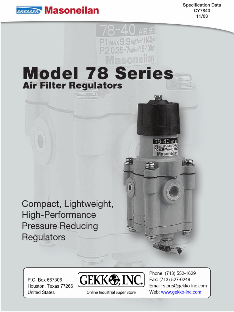 Masoneilan 78-40 Pressure Regulator Specs | PDF | Valve | Mechanical ...