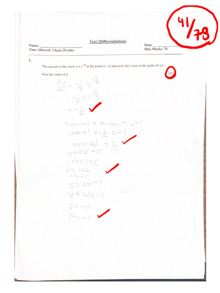 Marked Test (Differentiation) | PDF