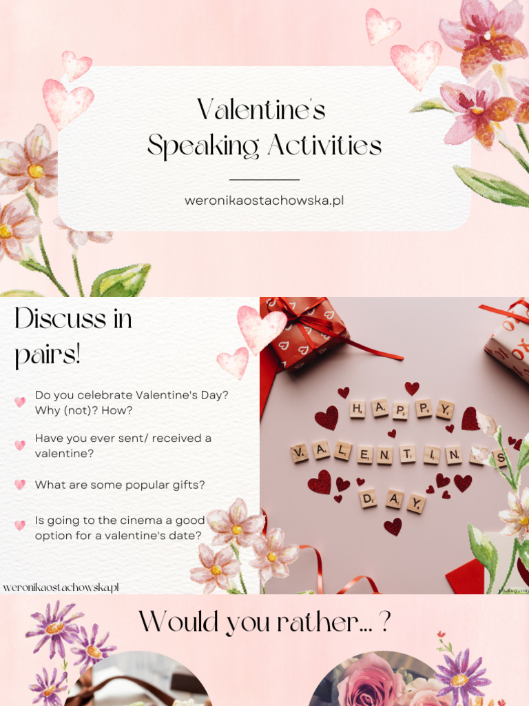 FREEBIE Valentines Speaking Activities | PDF