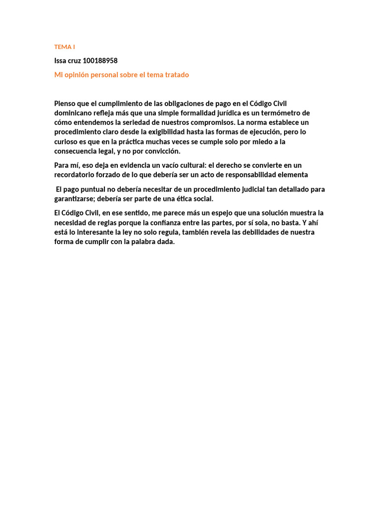 Issa Cruz TEMA I Opnion Personal | PDF