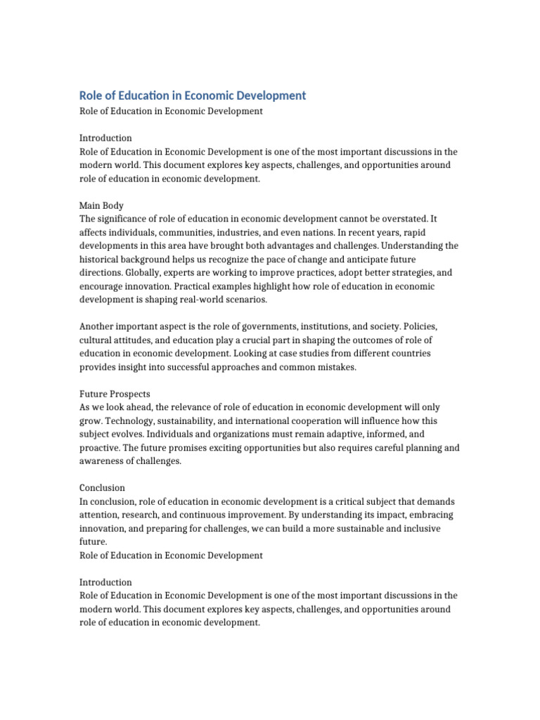 Education's Impact on Economic Growth | PDF | Innovation | Sustainability