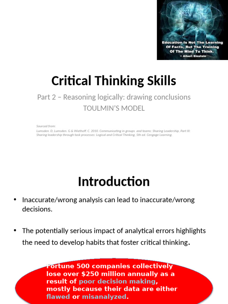 Critical Thinking Part 2 - Reasoning Logically & Drawing Conclusions ...