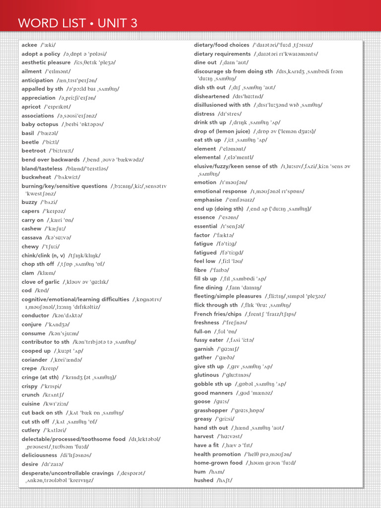 Focus 5. Wordlists wordlistunit 3 | PDF
