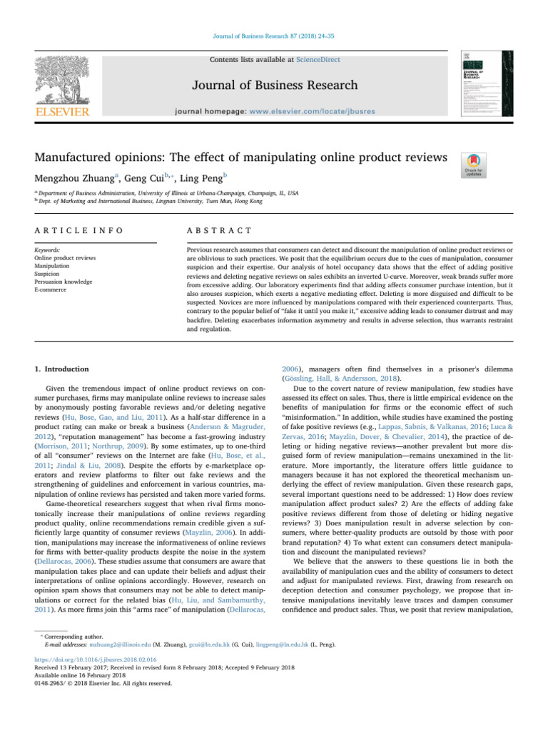 Journal of Business Research: Mengzhou Zhuang, Geng Cui, Ling Peng ...